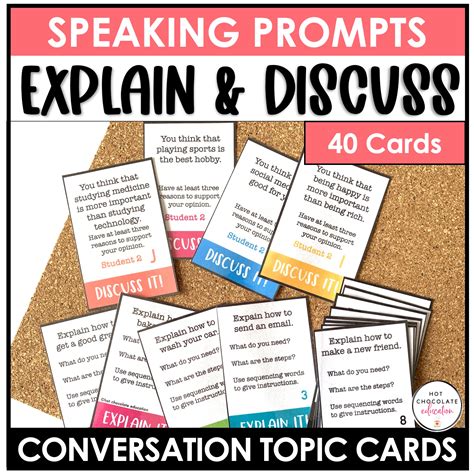 Esl Speaking Topic Prompts Discussion Activity Cards Explain And Discuss Made By Teachers