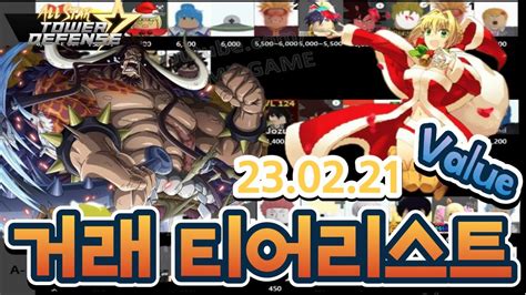 로블록스 올스타타워디펜스 거래 티어리스트 230221 All Star Tower Defense Trade Tier List Value Youtube