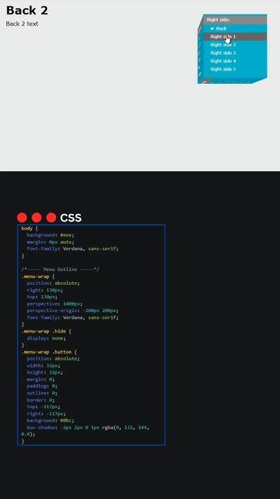 css 3d menu navigation bar coding webcoding webdesign programming shorts trending youtube