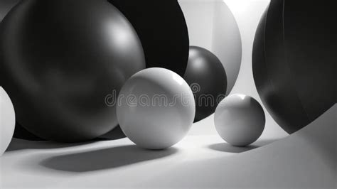 Monochromatic Spheres On A Textured Surface Abstract 3d Design Stock Illustration