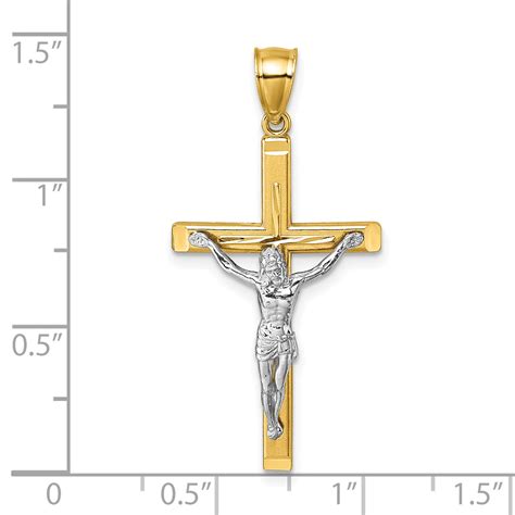 14k Two Tone Gold Diamond Cut Latin Crucifix Pendant