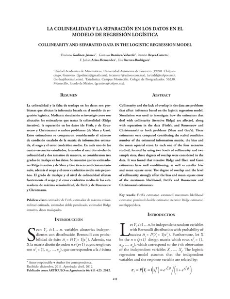 Pdf Collinearity And Separated Data In The Logistic Regression Model