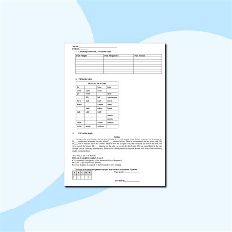 Рабочий лист по английскому языку Holidays Past Tenses
