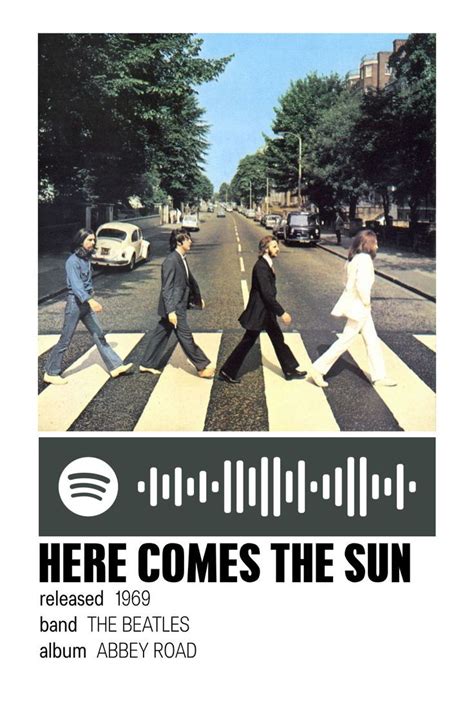 Here Comes The Sun The Beatles Minimal Spotifycodecard Poster Beatles