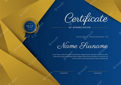Premium Vector Certificate Of Appreciation Template Gold And Blue