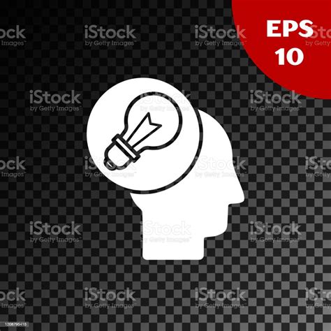 투명 한 어두운 배경에 격리 램프 전구 아이콘 흰색 인간의 머리입니다 벡터 일러스트레이션 개념에 대한 스톡 벡터 아트 및 기타 이미지 Istock