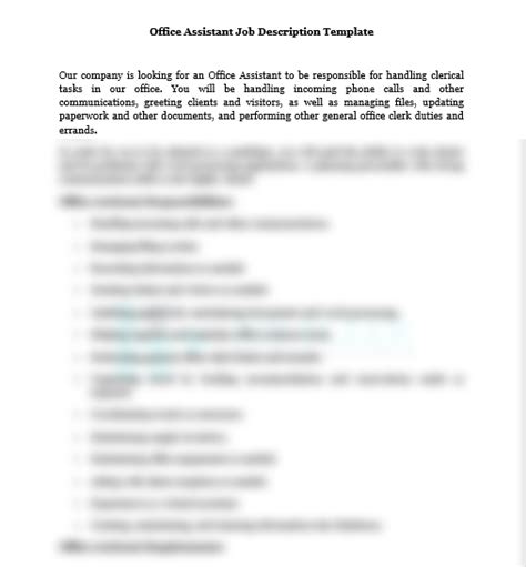 Office Assistant Job Description Template Hrfleek
