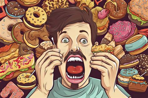 Eating Junk Food Nutrition And Dietary Health Problem Concept Stock