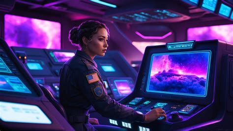 Space Command Center Crew Member Monitors Cosmic Phenomena During Deep