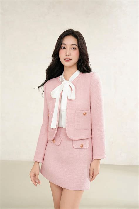 Byeol Tweed Jacket In Rose Pink Chello