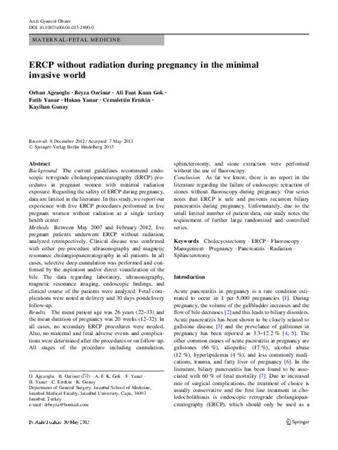 Pdf Ercp Without Radiation During Pregnancy In The Minimal Invasive World
