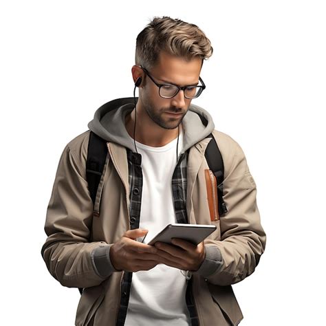 Premium Photo 3d Render Of A Young Focused On An App On A Tablet