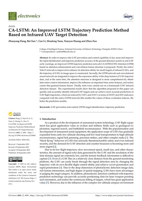 Pdf Ca Lstm An Improved Lstm Trajectory Prediction Method Based On