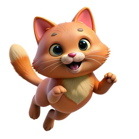 Joyful Fluffy Cat Jumping Through The Air 50762044 Png