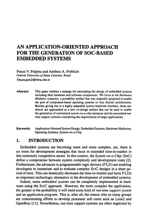 Pdf An Application Oriented Approach For The Generation Of Soc Based