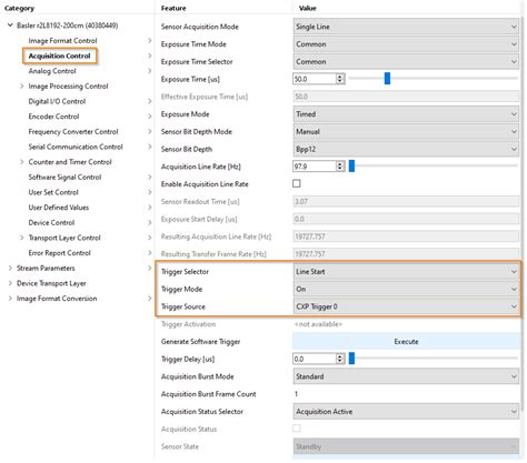 Configuring A Single Ended Line Trigger With Cxp 12 Interface Card And A Basler Racer 2 Cxp