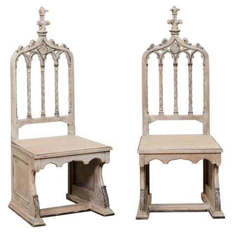 Pair Of Tall Gothic Revival Chairs For Sale At 1stdibs Gothic Chairs