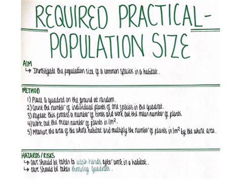 Rp Population Size Ecology Revision Poster Aqa Gcse Biology Double