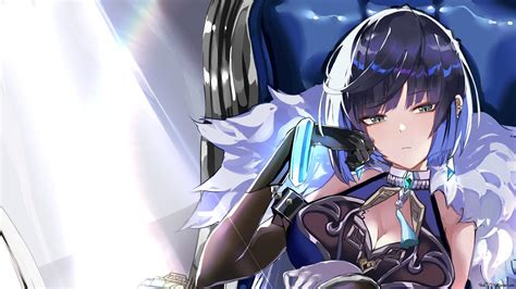 Eula Hot Look While Sitting Genshin Impact 2k Wallpaper Download