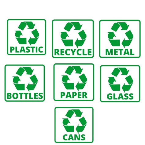 Recycling Bin Signs Trash Can Decals Svg Recycle Paper Plastic Cans
