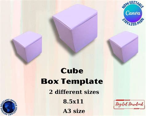 Editable Cube Box Template Easy Cube Template Canva Editable Cube Box Etsy