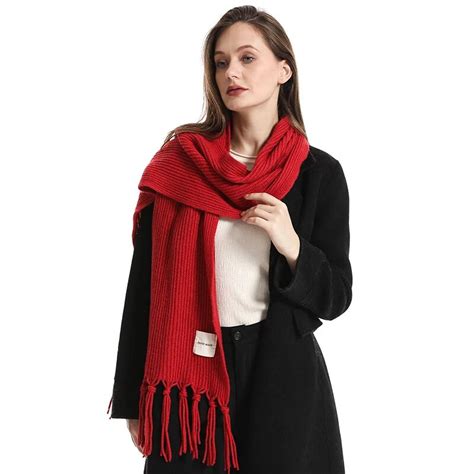 Badu Bg Моден топъл вълнен шал за жени Зимен дизайн Твърди меки шалове за врата Женски