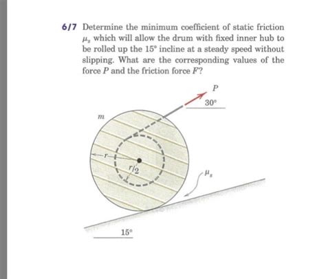 solved 6 7 determine the minimum coefficient of static