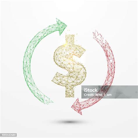 돈을 변환 아이콘 형태로 선 삼각형 및 입자 스타일 디자인 일러스트 벡터 로고에 대한 스톡 벡터 아트 및 기타 이미지 로고