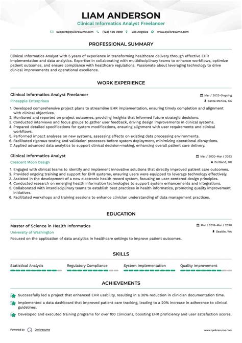 10 Clinical Informatics Analyst Resume Samples And Templates For 2025