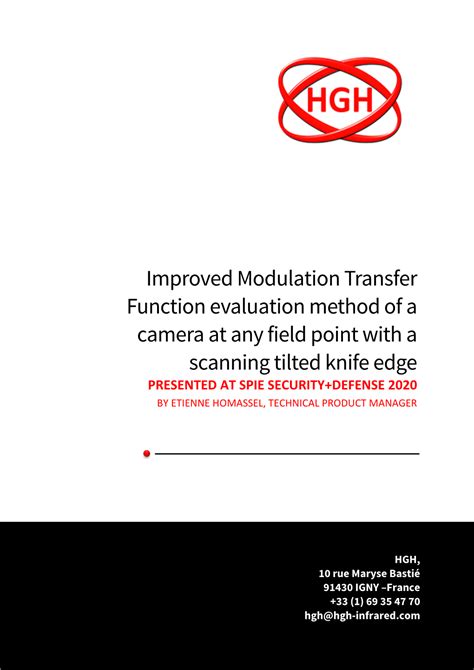Improved Modulation Transfer Function Evaluation Method Of A Camera At Any Field Point With A