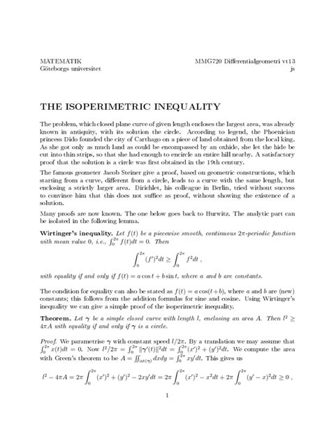 Isoperimetric Inequality Download Free Pdf Mathematical Concepts Mathematical Analysis