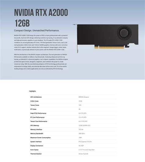 GPU PNY QUADRO RTX A2000 12GB DDR6 ECC 4 MDPORT 192BIT 70W PCI EXPRESS