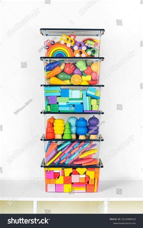 Transparent Plastic Containers Various Childrens Toys Stock Photo ...