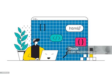 Devops는 최신 플랫 라인 설계의 웹 개념을 간략하게 설명합니다 프로그래머 코딩 및 프로젝트 작업 협업 및 통합 연습을 위해 관리 관리자와 연결 벡터 일러스트 레이 션