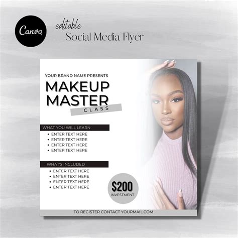 Masterclass Flyer Master Class Flyer Template Social Media Templatecourse Flyer Makeup Class