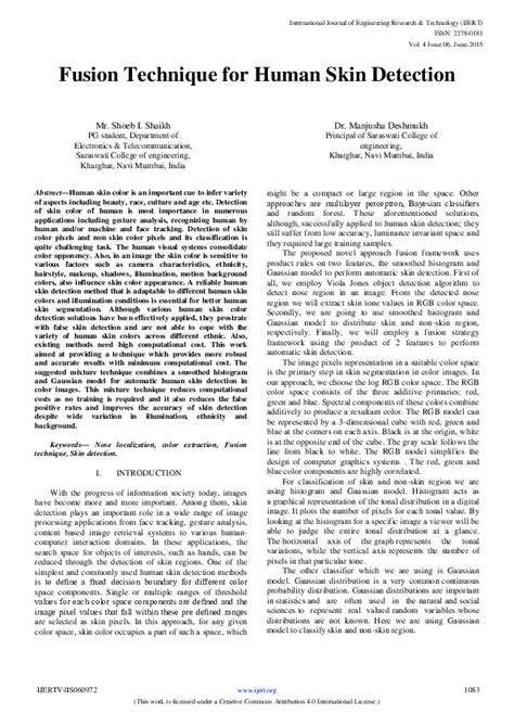 pdf ijert fusion technique for human skin detection