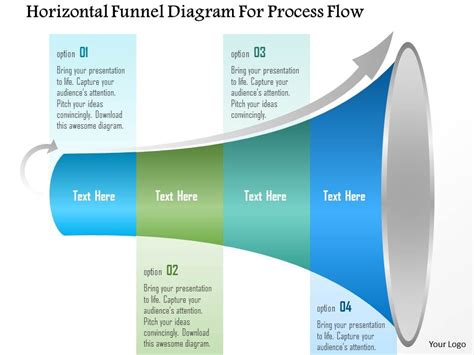 Horizontal Funnel Diagram For Process Flow Powerpoint Template PowerPoint Shapes