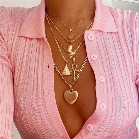 Wholesale Hot Sale Five Layers Sex Necklace Egypt Pharaoh Pyramids Heart Pendant Twisted