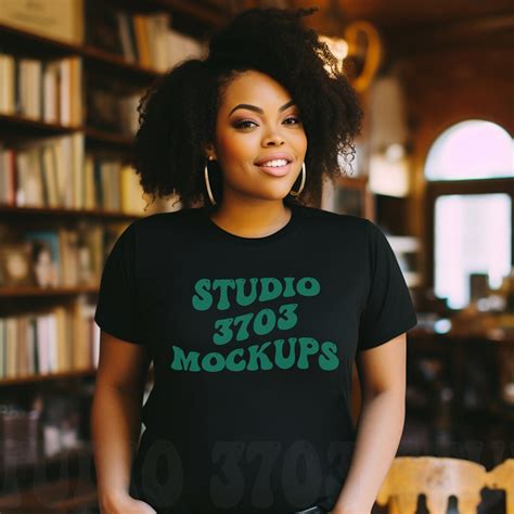 Black Model Mockup Black Shirt Mock Up Curvy Model Mock Up Black T