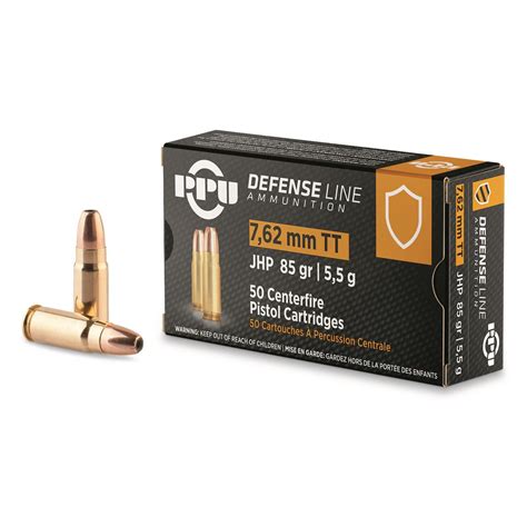 Ppu Defensive Line 7 62x25mm Tokarev Jhp 85 Grain 50 Rounds 677566 7 62x25 Tok Ammo At