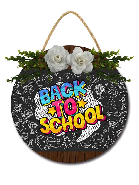Eveokoki Welcome Back To School Door Sign Classroom Door Hanger Back To