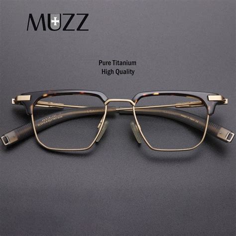 Muzz Mens Full Rim Square Titanium Acetate Frame Eyeglasses 413 Mens