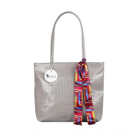 Womens Polyurethane Textured Croc Shoulder Bag Grey At ₹ 64100