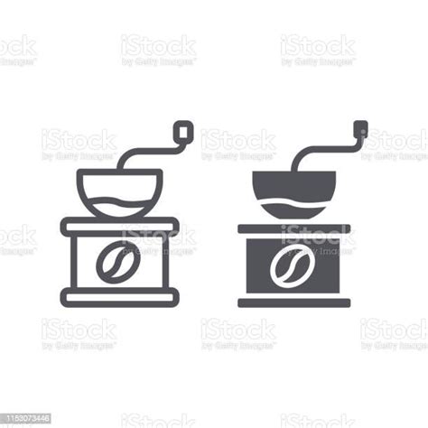 커피 분쇄기 라인 및 문양 아이콘 음료 및 장비 커피 밀링 기호 벡터 그래픽 흰색 바탕에 선형 패턴 10에 대한 스톡 벡터 아트