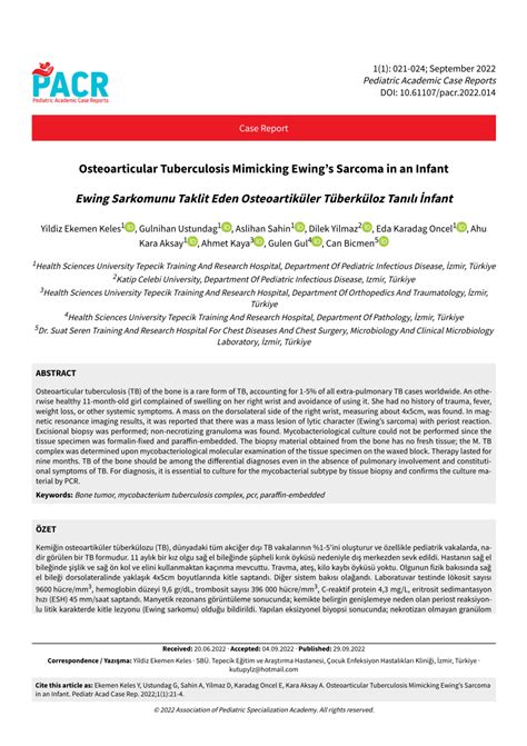 Pdf Osteoarticular Tuberculosis Mimicking Ewings Sarcoma In An Infant