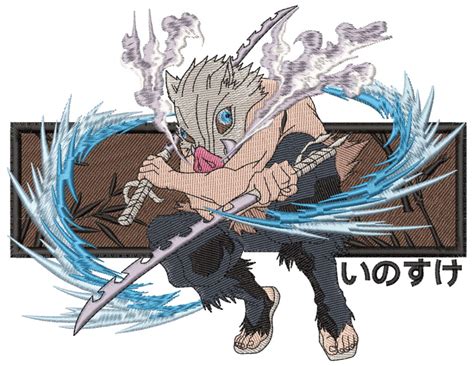 Anime Embroidery Pattern Inosuke Sword Slash Panel A G E Store Designs
