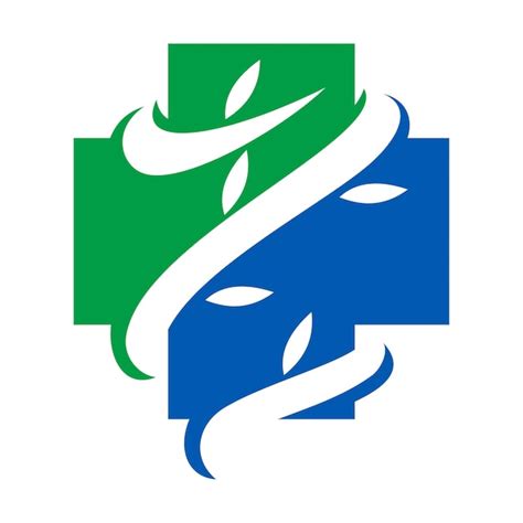 잎 의료 크로스 건강 로고 아이콘 일러스트 브랜드 아이덴티티 프리미엄 벡터