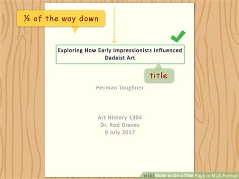 How To Do A Title Page In Mla Format With Examples Wikihow