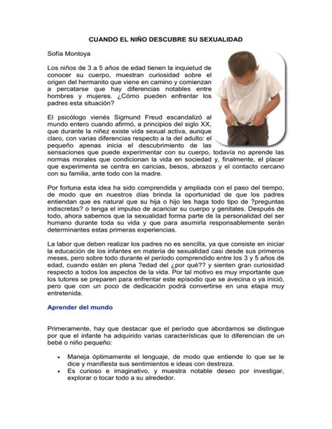 Cuando El Ni O Descubre Su Sexualidad