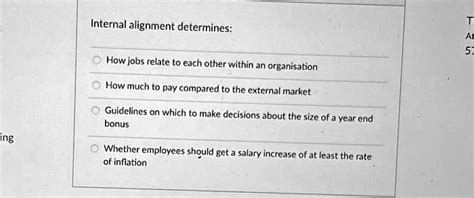 Solved Internal Alignment Determines How Jobs Relate To Each Other Within An Organisation How